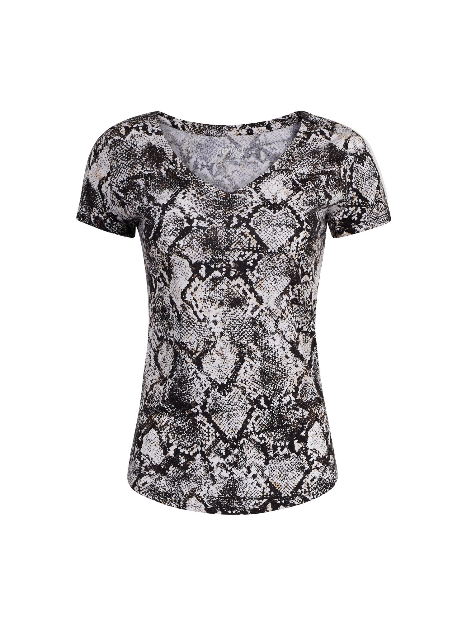 Snake-Print V-Neck Perfect Tee – New York & Company