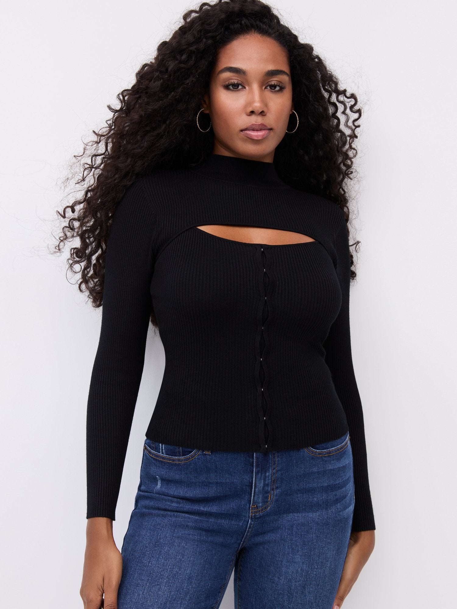 Ribbed Cut-Out Corset Sweater – New York & Company