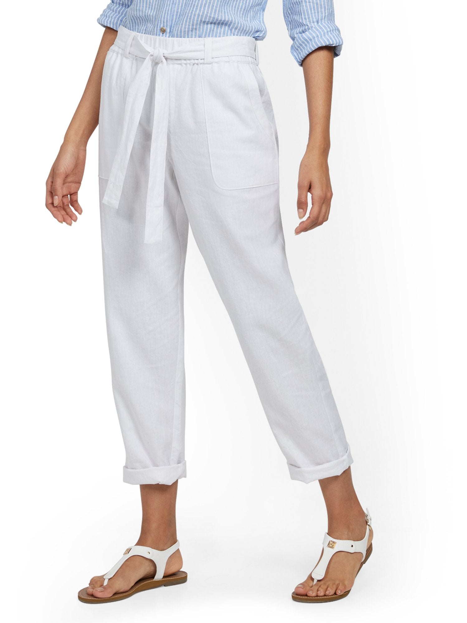 Linen Belted Boyfriend Pant – New York & Company