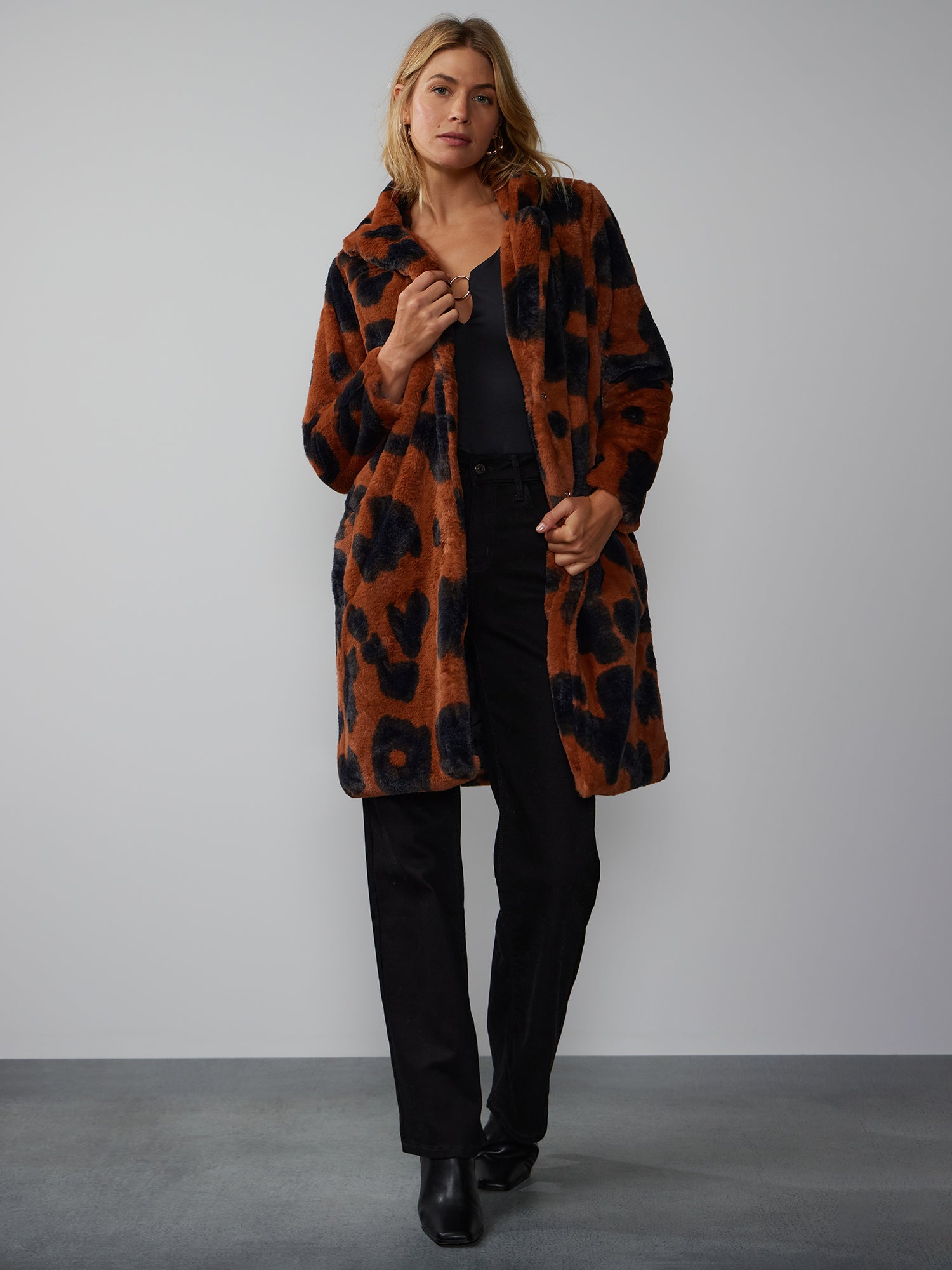 Cow Print Midi Overcoat – New York & Company