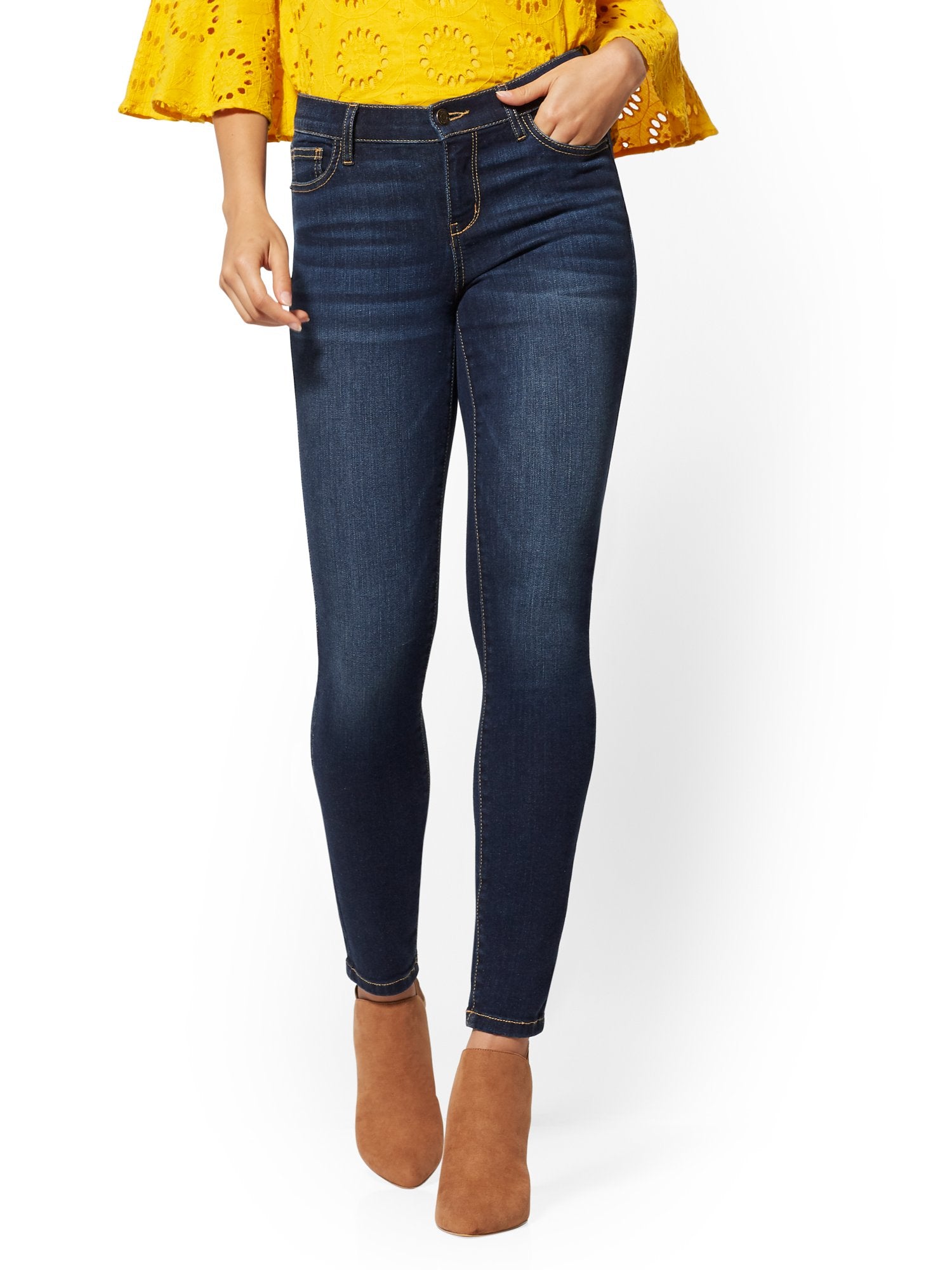 Tall Mid-Rise Super-Skinny Jeans - Moonlight Blue – New York & Company