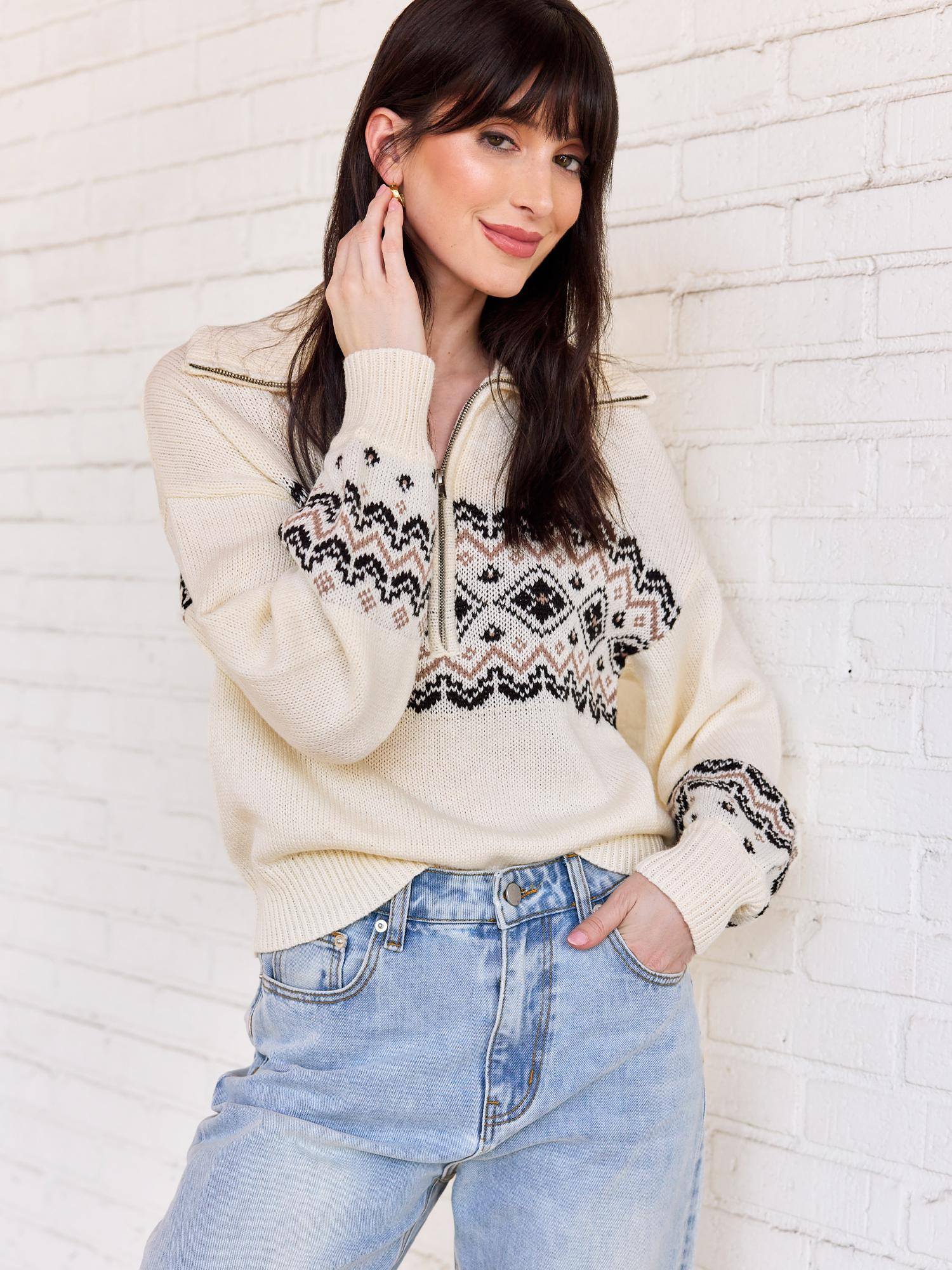 Edgemine Long-Sleeve Half Zip Fair Isle Pullover - Brands We Love – New ...