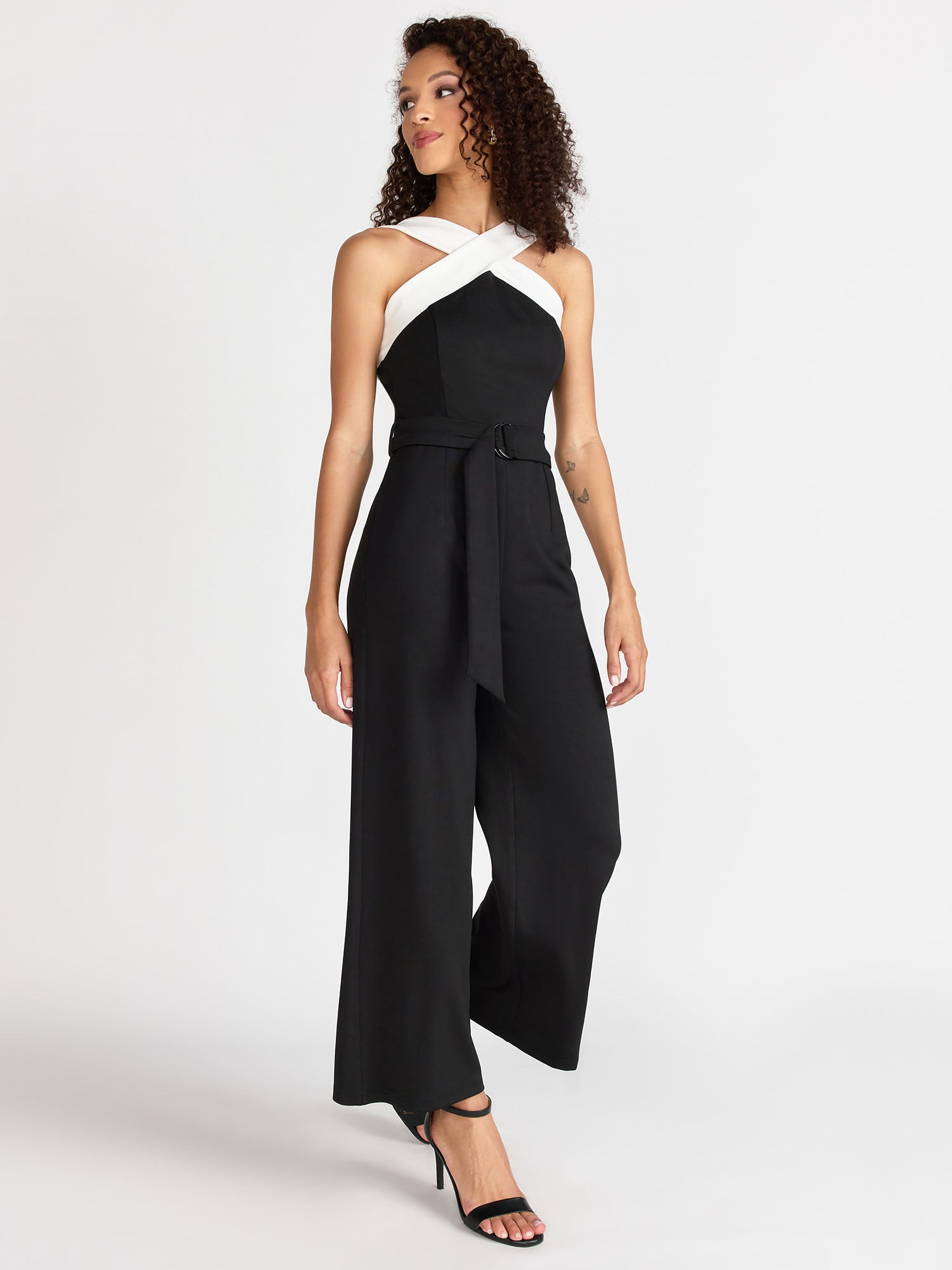 Sleeveless Belted Criss Cross Jumpsuit – New York & Company