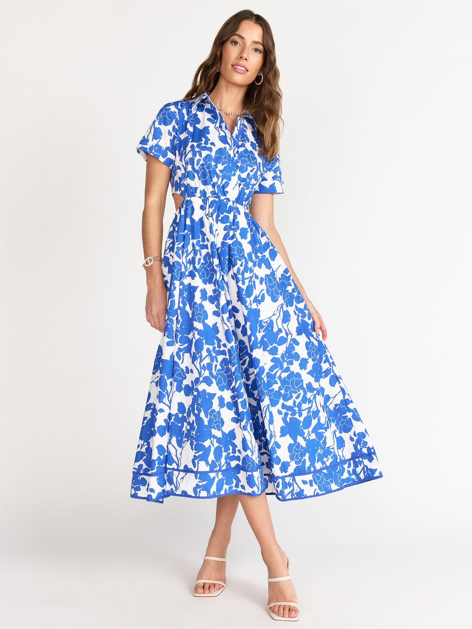 Short Sleeve Floral Print Cutout Midi Dress - Aakaa – New York & Company