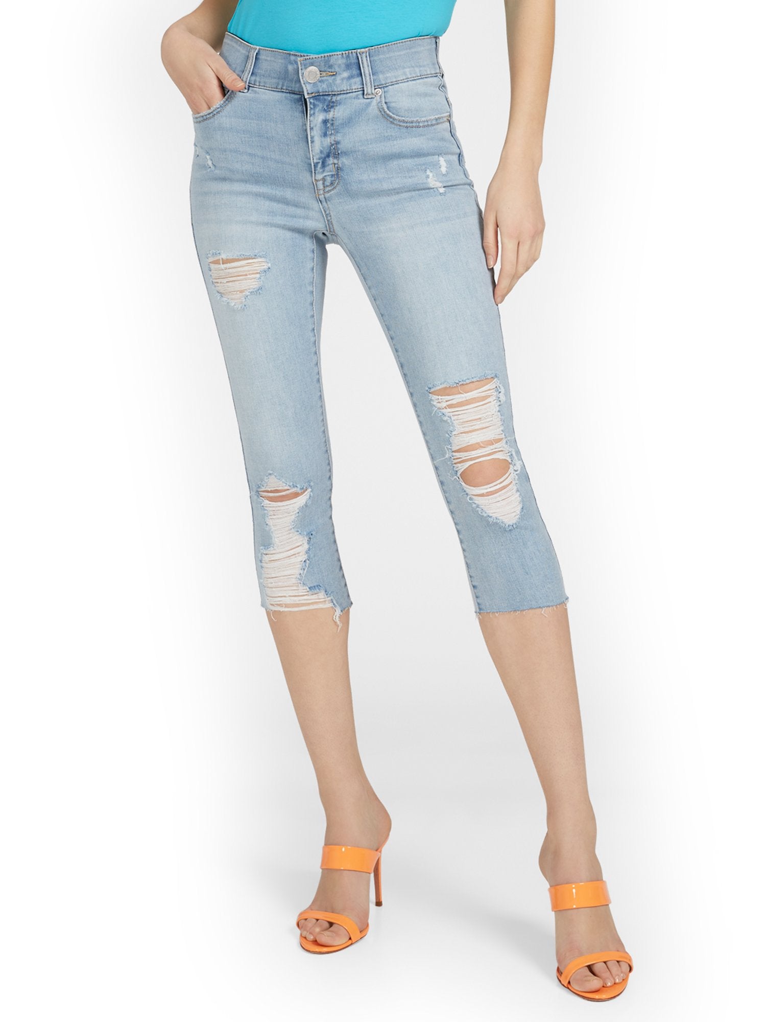 Mya Curvy High-Waisted Sculpting No Gap Super-Skinny Capri Jeans - Lig ...