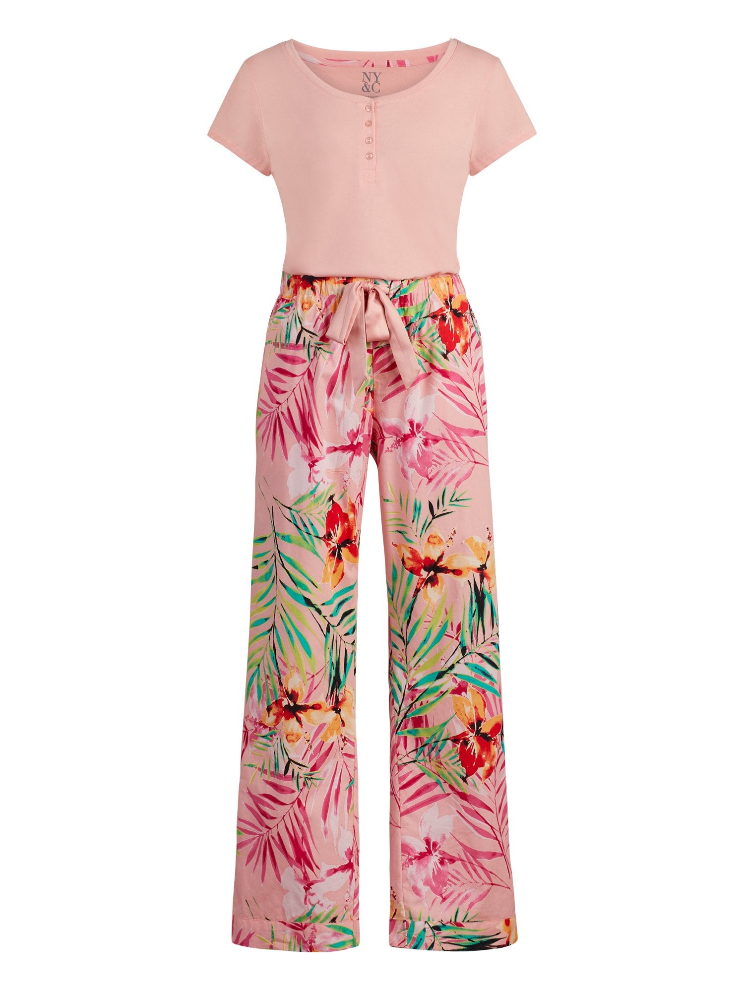 Pink Tropical-Print Pajama Set – New York & Company