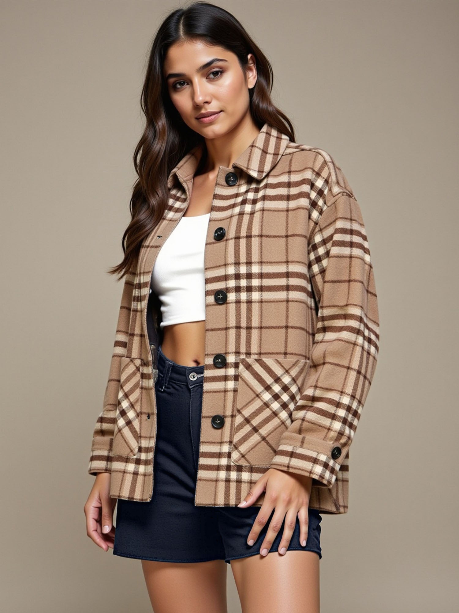 Long Sleeve Plaid Flannel Shacket – New York & Company