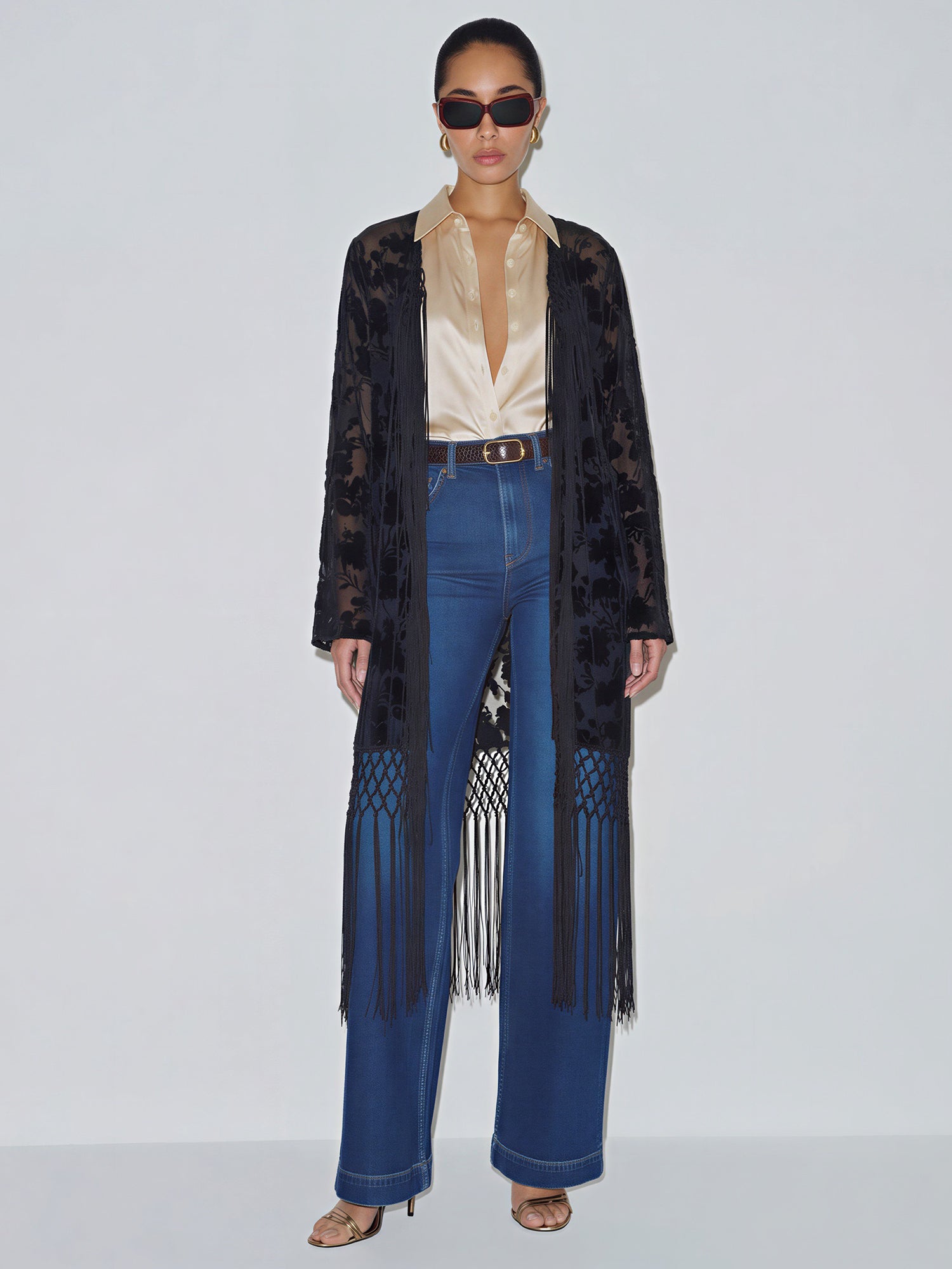 Fringe Duster Burnout Velvet Wrap – New York & Company